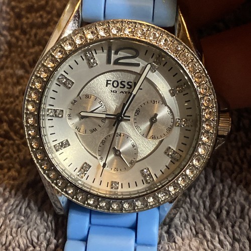 Fossil Watch ES-2524 & ES-2344 251003 With a Blue Silicon Band Works ...