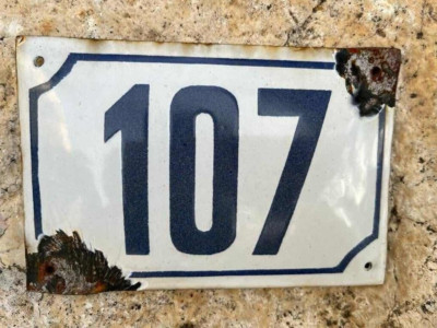 Genuine ISRAELI enamel porcelain house number 107 st. House sign #107 ...