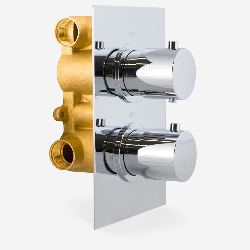 1 / 2 / 3 Way Chrome Concealed Thermostatic Shower Mixer Valve Solid ...