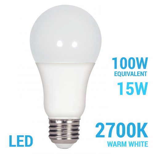 15W =100W Dimmable 1600 Lumens A19 LED 27K Warm White Frosted Med E26 ...