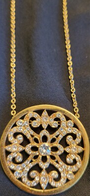 Touchstone Crystal Gold Round Pendant Necklace | eBay
