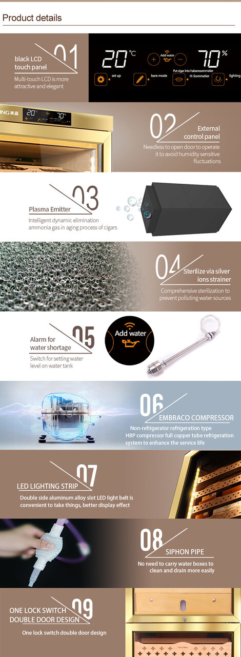 Raching MON5800A Gold Burl 4,000-Cigar Electric Humidor with Ammonia ...