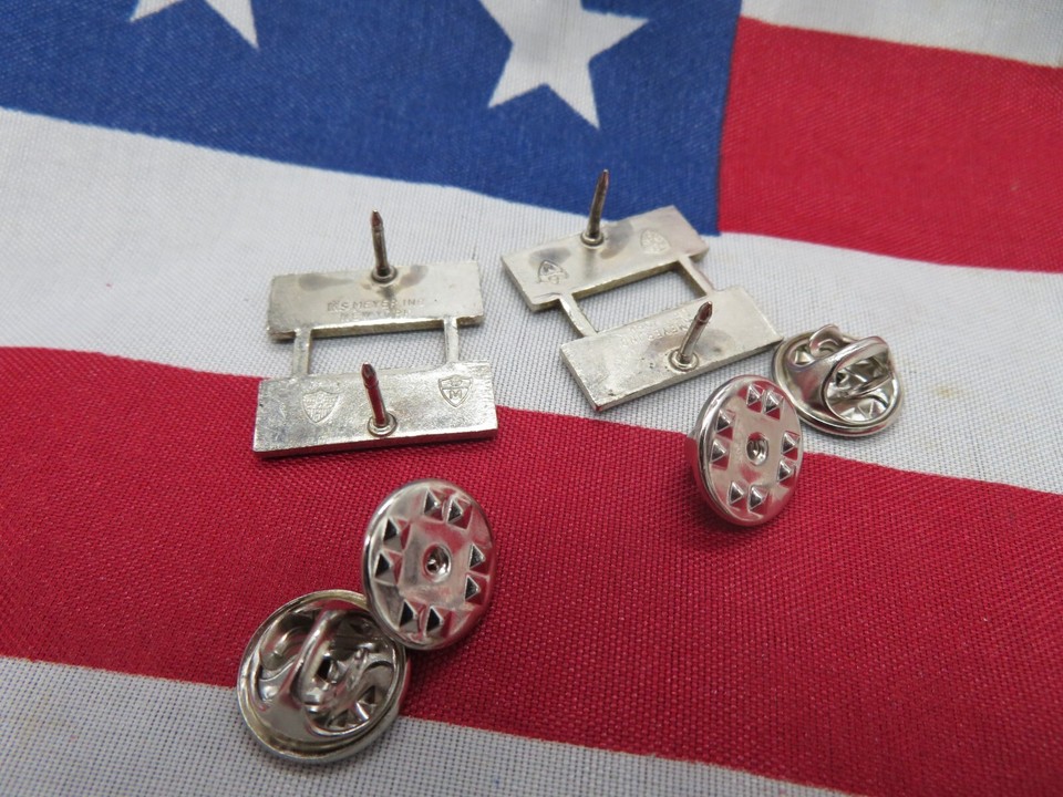 Vintage Silver US Military Captain Double Bar Insignia Rank Pins N.S ...