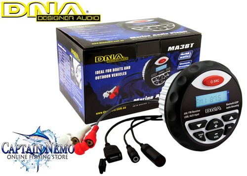 DNA MARINE BLUETOOTH USB / MP3 AUDIO PLAYER AM/FM WATERPROOF BOAT RADIO ...