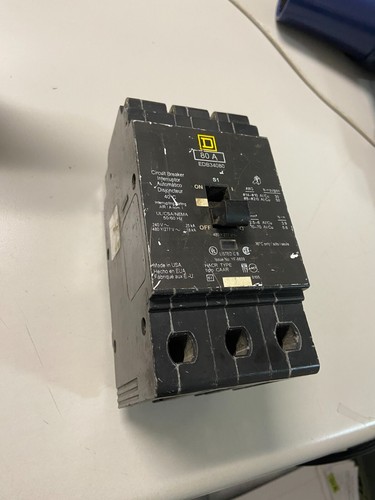 Square D 3 Pole 480V Molded Case Circuit Breaker EDB34080 | eBay