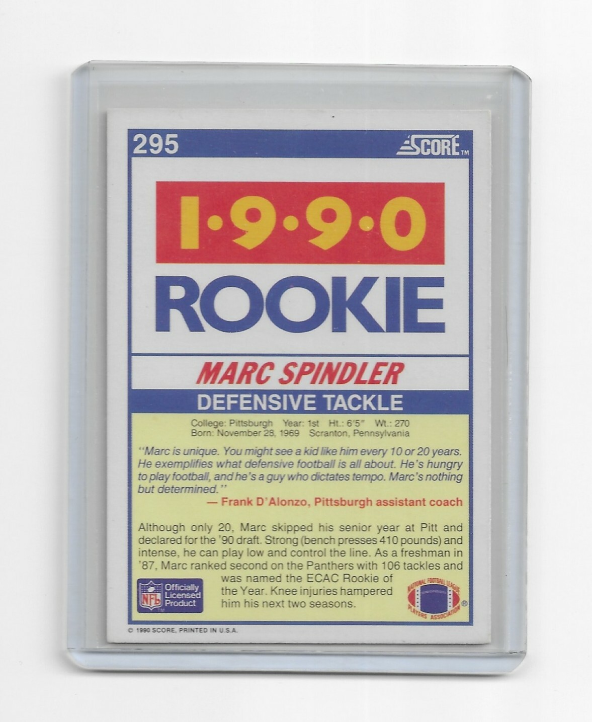 1990 Score - #295 Marc Spindler (RC) for sale online | eBay