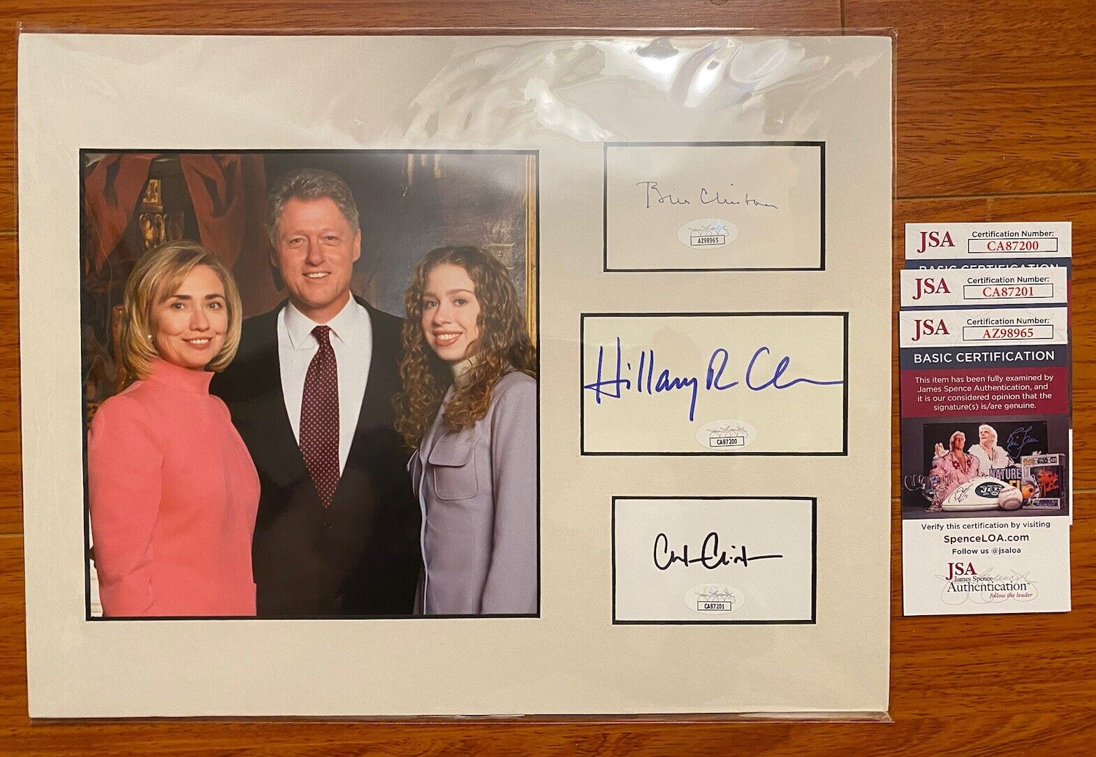 RARE "The Clintons" Bill & Hillary & Chelsea Signed AUTO MATTED CUT ...