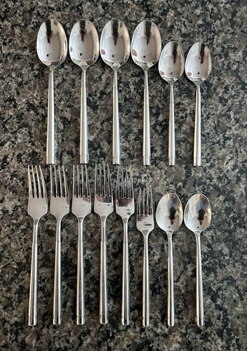 Hampton Silversmith Ritz Satin Stainless Flatware 14pcs Dinner Forks ...