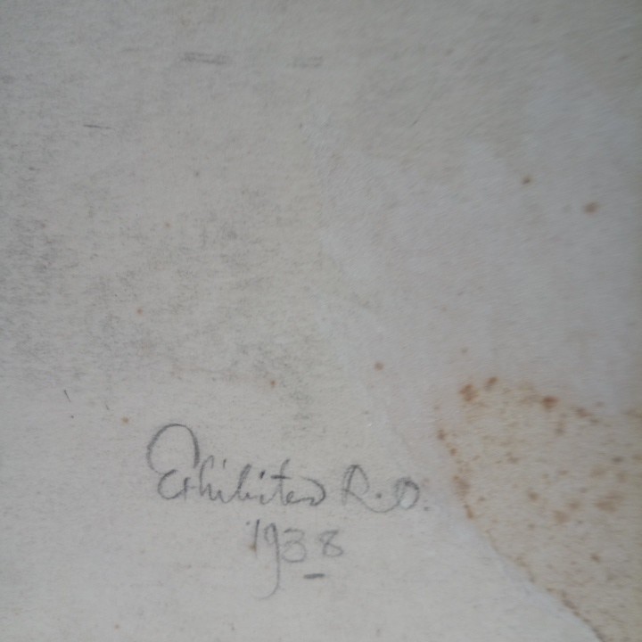 Original Mixed Media Painting 1927 Sign Exhibited Sticker On Rev ...