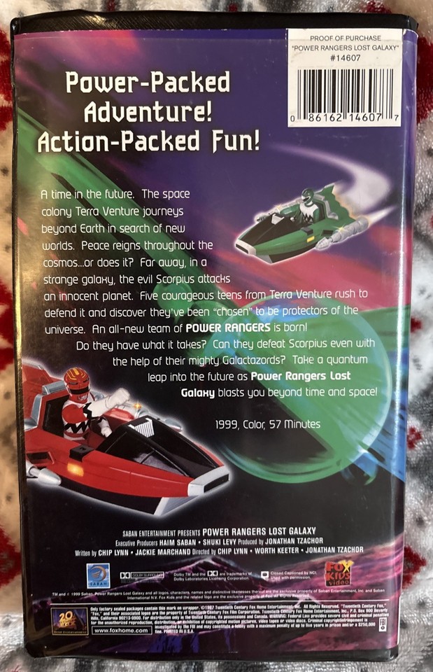POWER RANGERS LOST GALAXY VHS Video VINTAGE 1999 Tape Clamshell Case ...