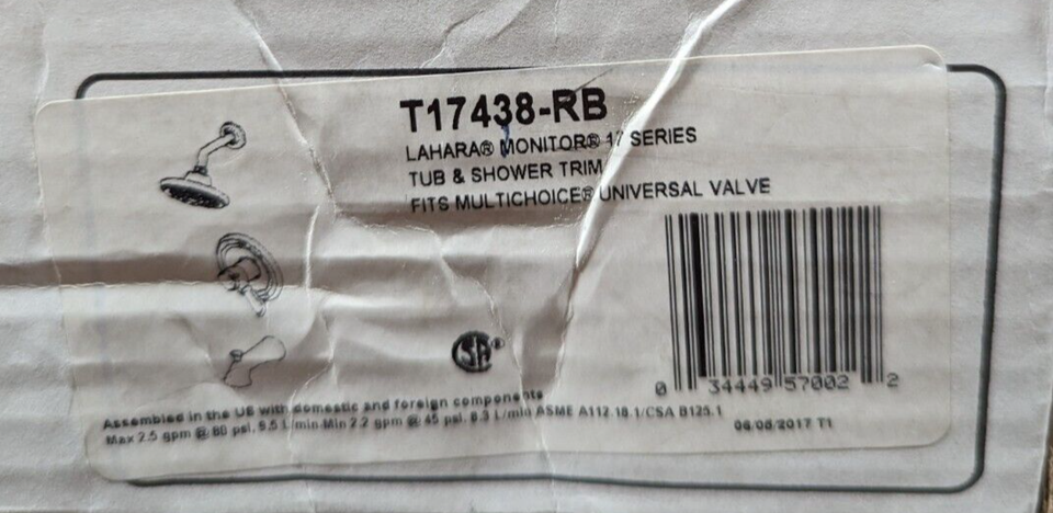 Delta T17438-RB Venetian Bronze Lahara Tub And Shower Trim Less Rough ...