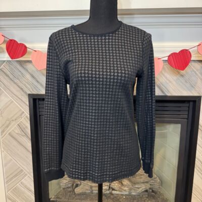 Lauren Ralph Lauren Houndstooth Long Sleeve Crew Neck Top Classic Pattern Size M | eBay