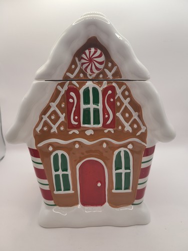 9” Tele-floral Christmas Ceramic Gingerbread House Planter Cookie Jar ...