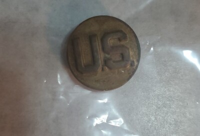 VTG US Army Enlisted Military Insignia Round Gold Tone Hat Collar Pin ...