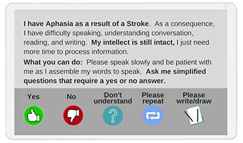 Aphasia Medical Alert Communication Wallet Card for Stroke Victims | eBay