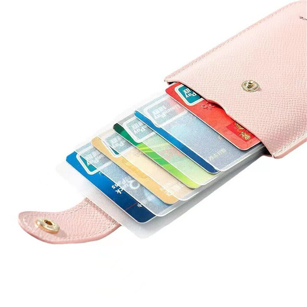 Faux Leather Card Holder Purse Women Men Pull Out Wallet Credit Card ...