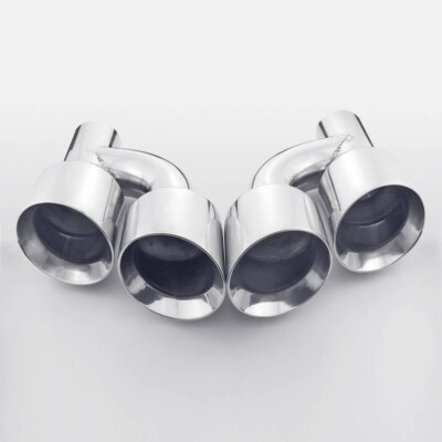 2PCS Stainless Steel Quad 4" Out Exhaust Tips 2-1/4" Inlet Staggered ...