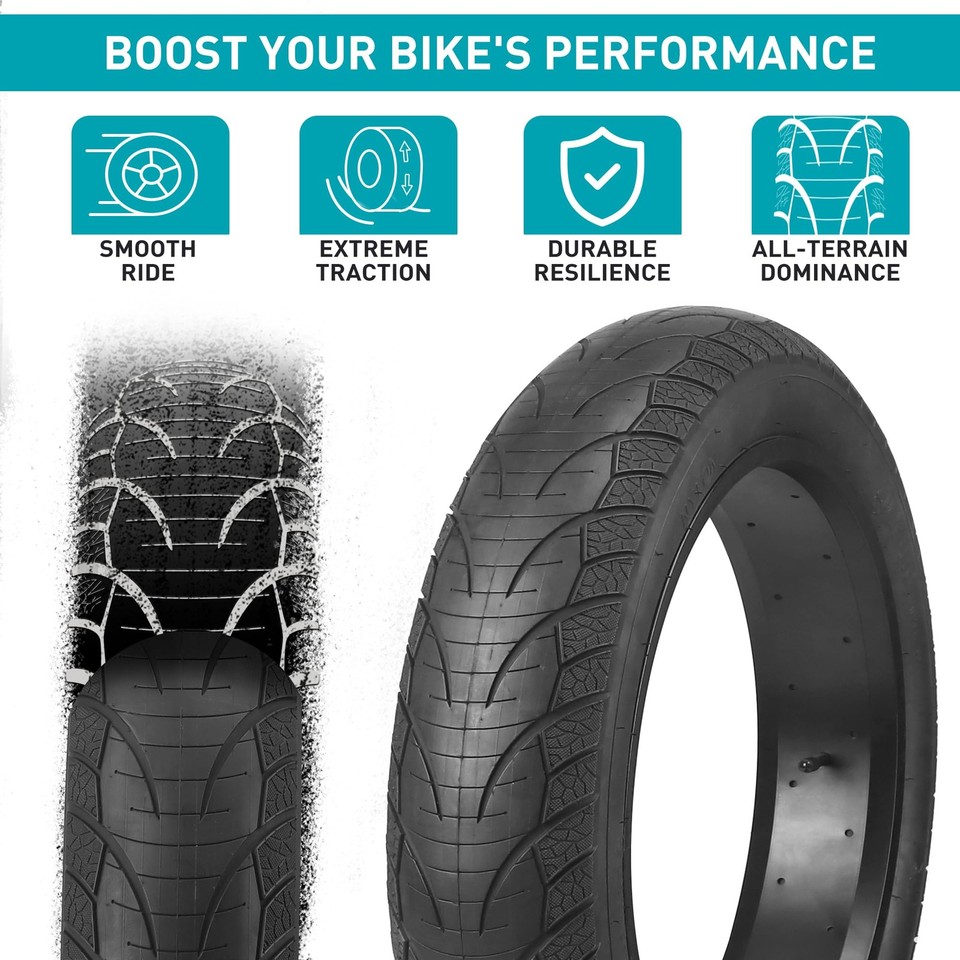 2 Pack 26x4.0 Fat Bike Tires ebike Tires Mountain Bike Heavy Duty High ...