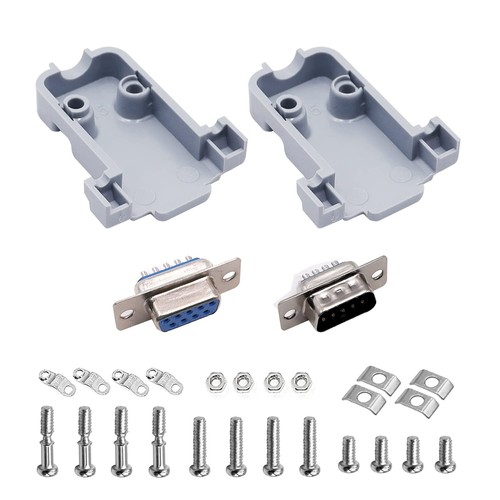 DB9 Connector Kit - 18 Pack. Male/Female, Solder Cup. Tin Plated. Gray ...