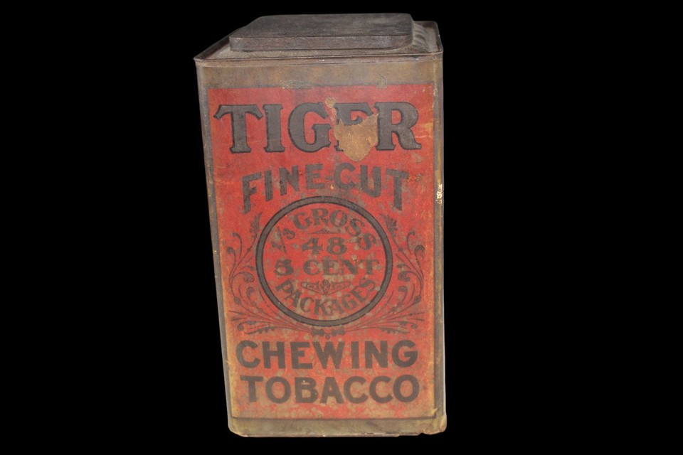 Antique Bright Tiger Fine Cut Chewing Tobacco Store Counter Tin ...