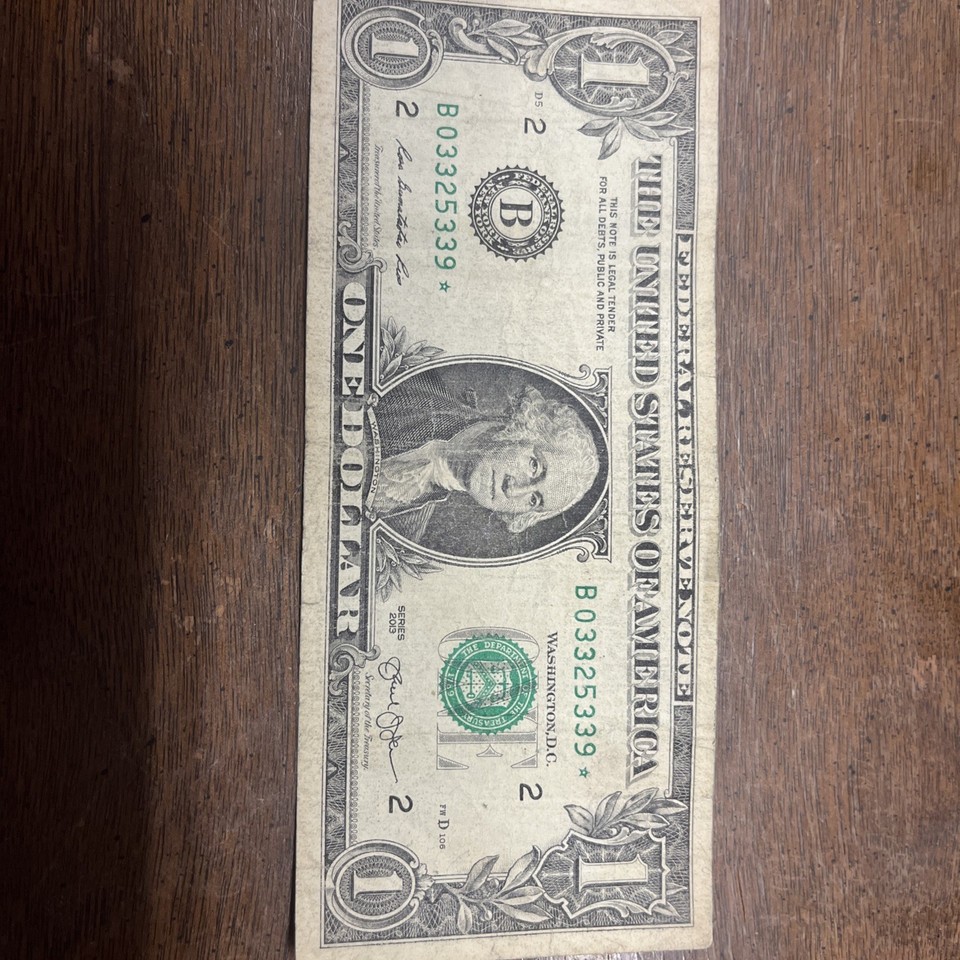 FW Duplicate Serial Number STAR Note B 03325339 ☆ One Dollar $1 Bill ...