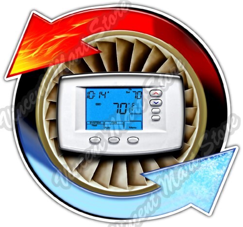Thermostat Fan Air Conditioning HVAC Heater Car Bumper Vinyl Sticker ...