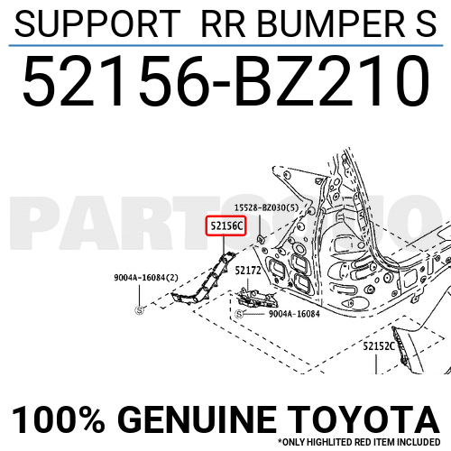 52156BZ210 Genuine Toyota SUPPORT RR BUMPER S 52156-BZ210 | eBay