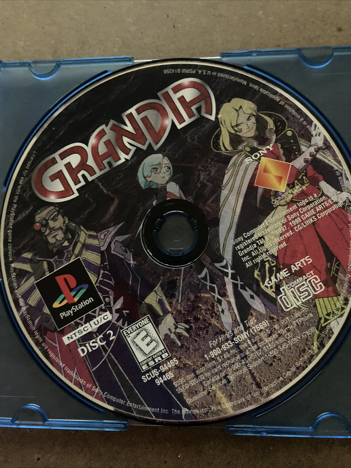 Grandia (Sony PlayStation 1, 1999) PS1 Game Discs 1 2 ONLY Authentic ...