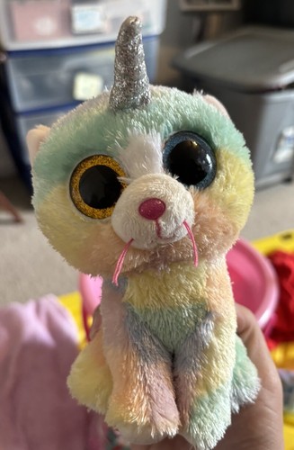 TY Beanie Boos Heather Unicorn Cat 6" Soft Stuffed Plush Glitter Eyes ...
