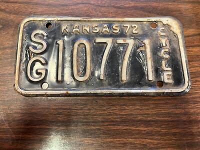 Vtg Original 1972 Kansas Motorcycle License Plate 10771 Harley Indian ...