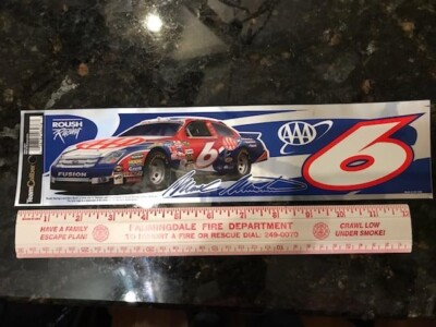 Mark Martin Roush Racing #6 AAA Bumper Sticker Silver Team Caliber Ford ...