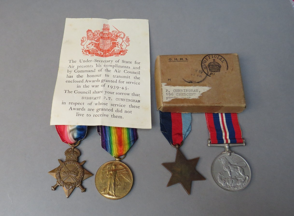 WWI / WWII British Army RFC RAF & RAFVR KIA Medals - CUNNINGHAM ...