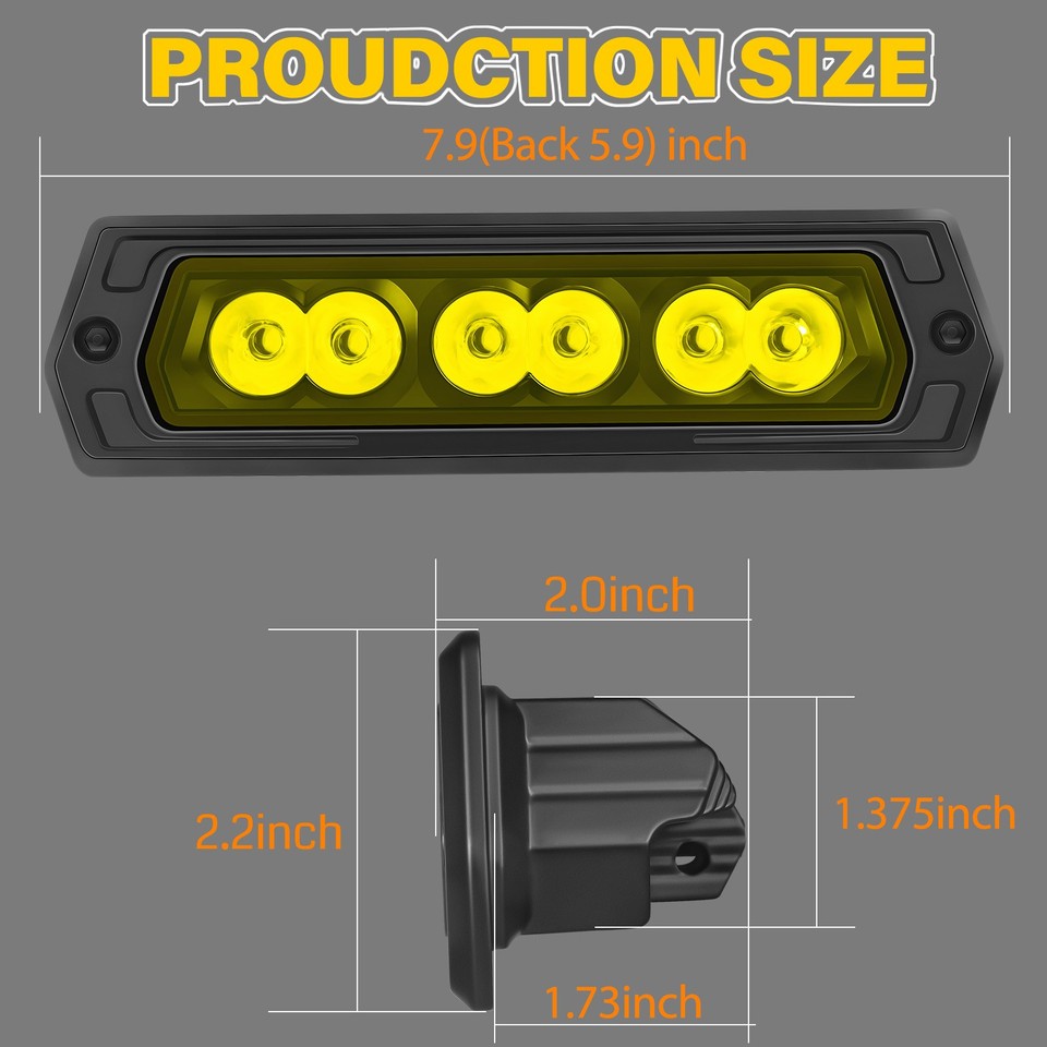 2X 8" 120W Flush Mount Cree LED Work Light Bar Spot Pods Driving ...