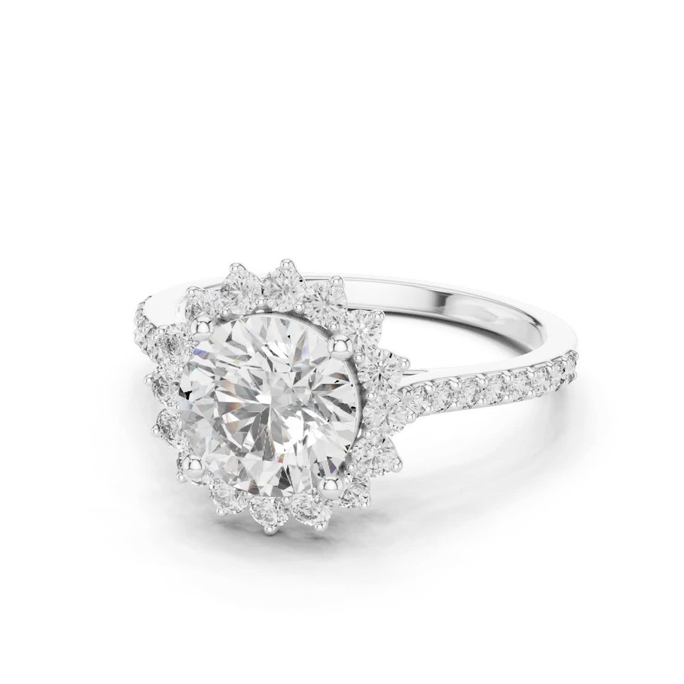 1.50 Ct+ Round Treated Solitaire Ring 33 Pc VVS1 Diamond 925 Silver ...