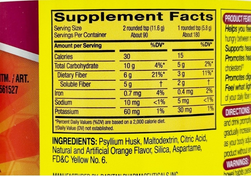 Kirkland Signature Psyllium Fiber Sugar Free Powder Orange 2x180 Dose ...
