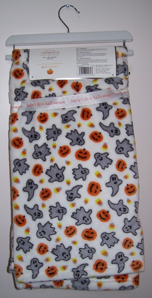 Halloween 2 Pc Soft Ghost Pumpkin Candy Corn Baby Blanket & Plush ...