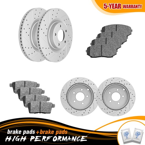 Front Rear Brake Disc Rotors & Ceramic Brake Pads for Ford Edge MKX AWD ...