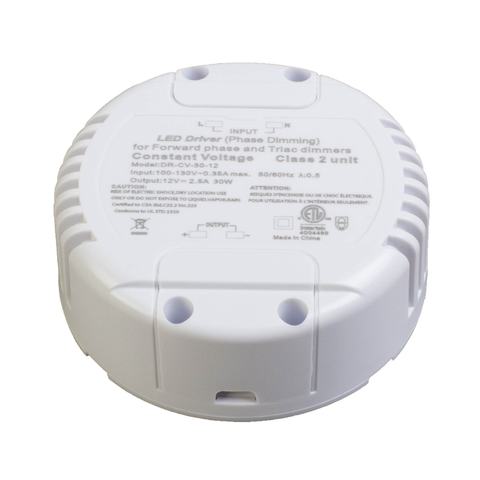 12v 30W Triac Dimmable LED Driver Light Round shape Power Supply Class ...