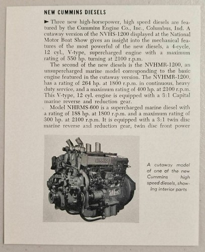 1950 Magazine Photo Cummins Diesel Marine Engines Columbus,Indiana | eBay