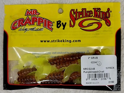 Strike King Mr. Crappie 2" Grub MRCG2-48 Pumpkinseed-Chartreuse 15pk | eBay