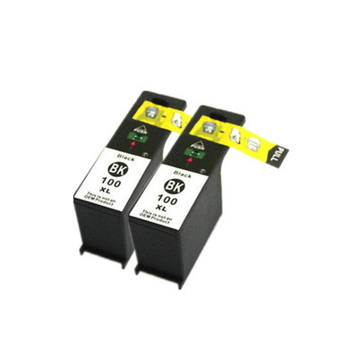 2 x generic Lexmark 100XL Black ink cartridges for S305,S605,P805,P905 ...