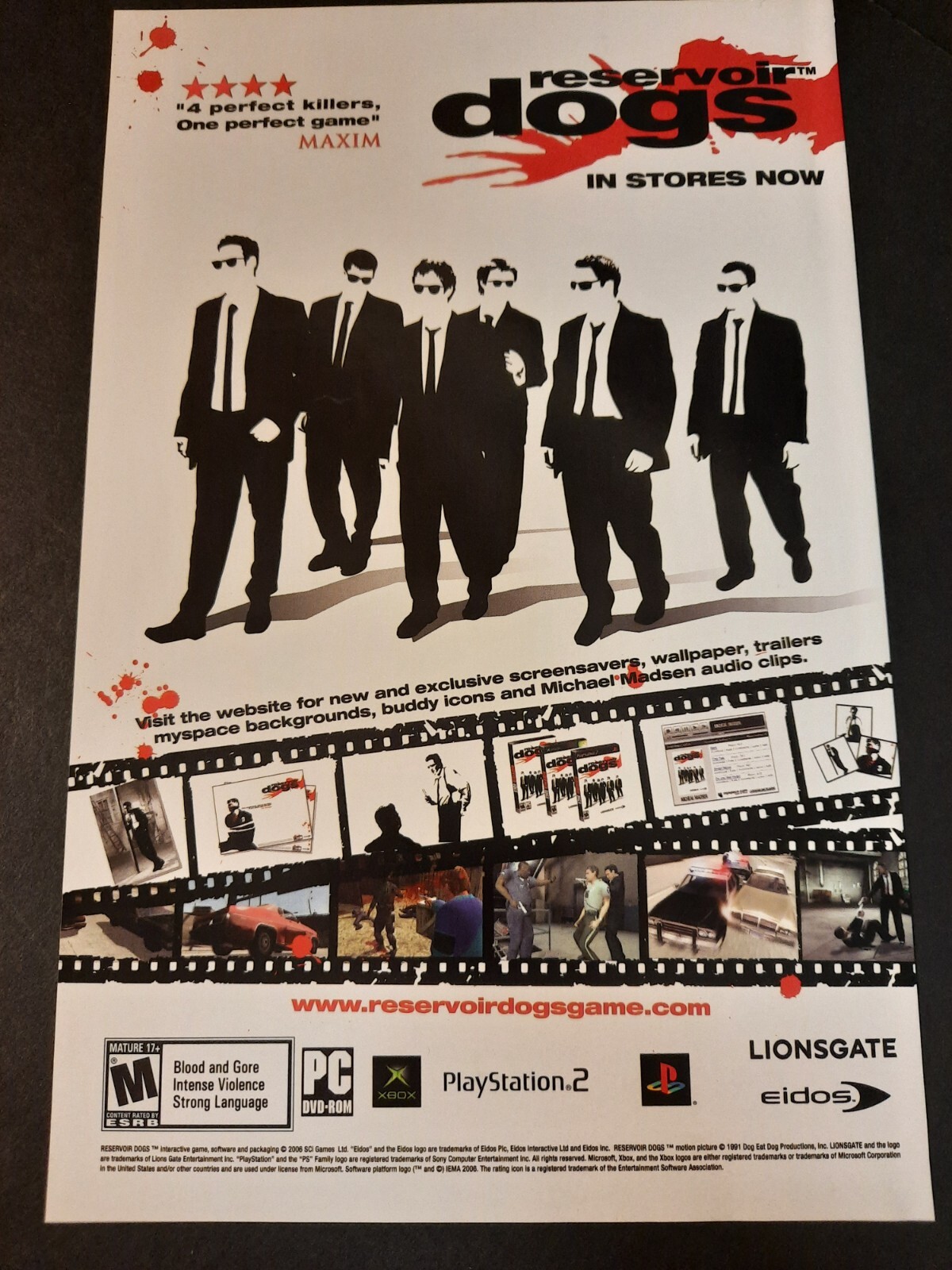 RESERVOIR DOGS Playstation PS2 PC Video Game ~ Comic Page PRINT AD 2006 ...