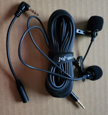 Pop Voice PV550+ 196" Dual-Head Lavalier Microphone Pro Lapel Clip-on ...