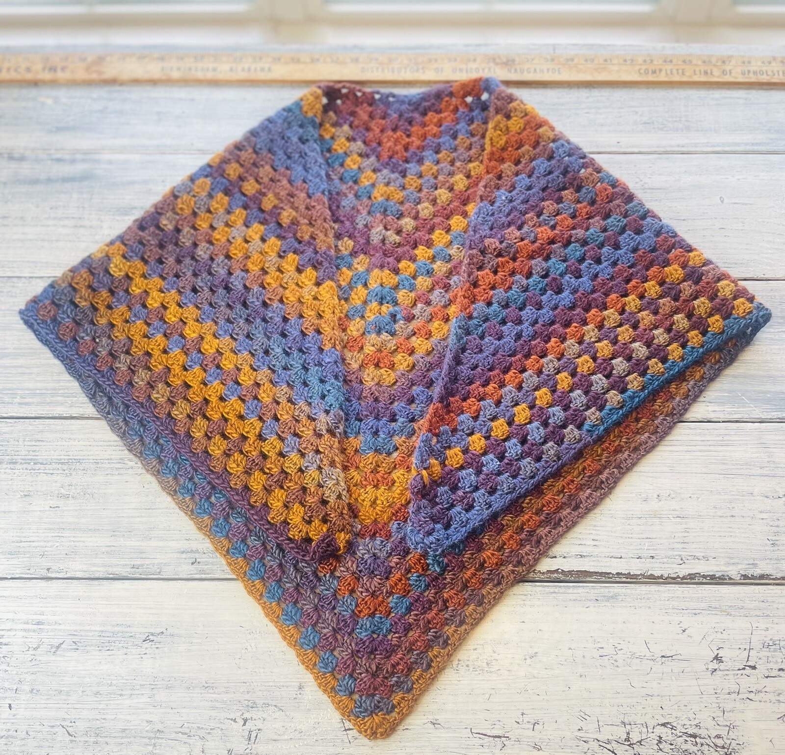 Crochet Triangle Shawl Wrap Multicolor Blue Gold Purp… - Gem