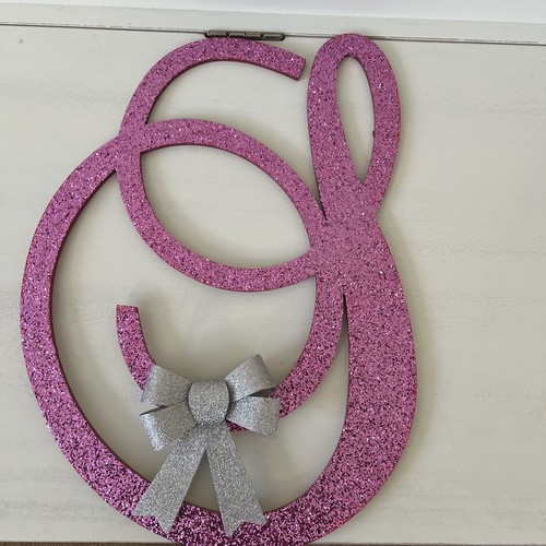 Pink Glitter Monogram S Letter Decor Hanging Wood Plaque Decoration | eBay
