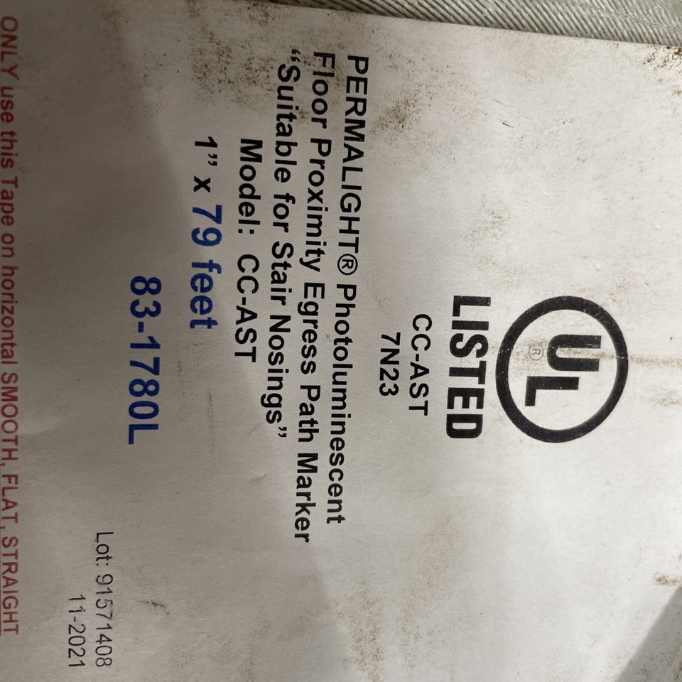 83-1780L 1"x79' CC-AST 7N23 Permalight Photoluminescent Floor Proximity ...