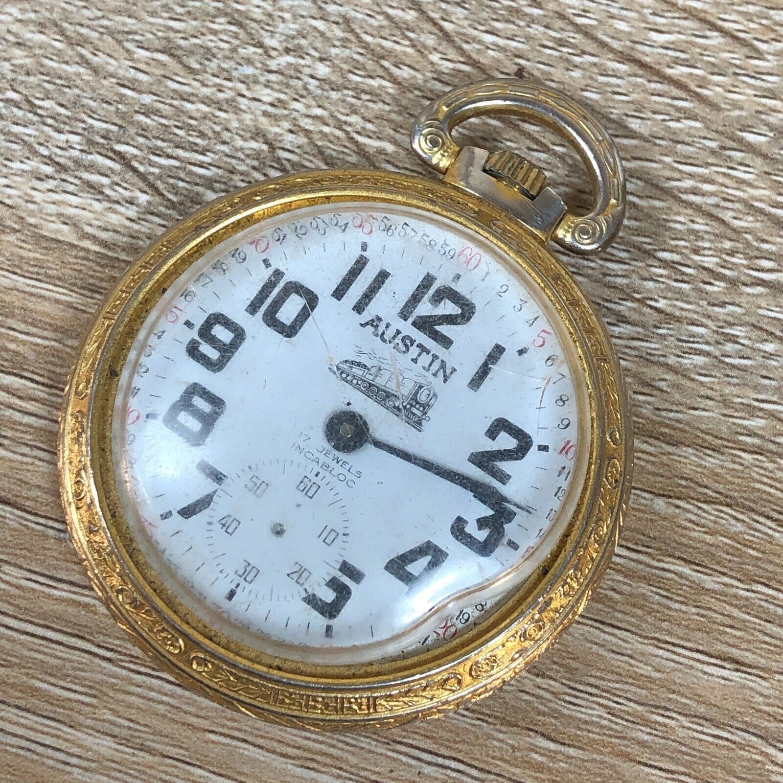Rare Vintage Austin Wind Up 17 Jewels Pocket Watch Railroad Train Parts ...