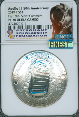 2019 P APOLLO 11 SILVER DOLLAR NGC PF70 50TH ANNIVERSARY MAC FINEST ...