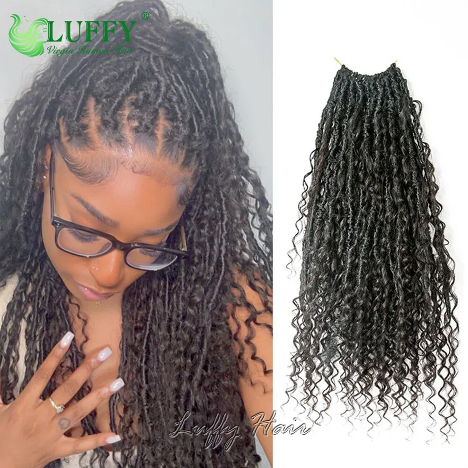 Boho Locs Crocheted Pre looped Human Hair Crochet Boho Dreadlocks Hair ...
