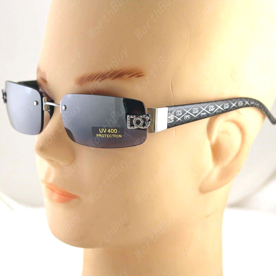 Mens Womens Sunglasses Designer Shades Fashion Rimless Rectangular Wrap ...